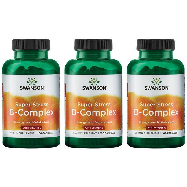 Swanson Super Stress B-Complex with Vitamin C 100 Caps 3 Pack - Walmart.com