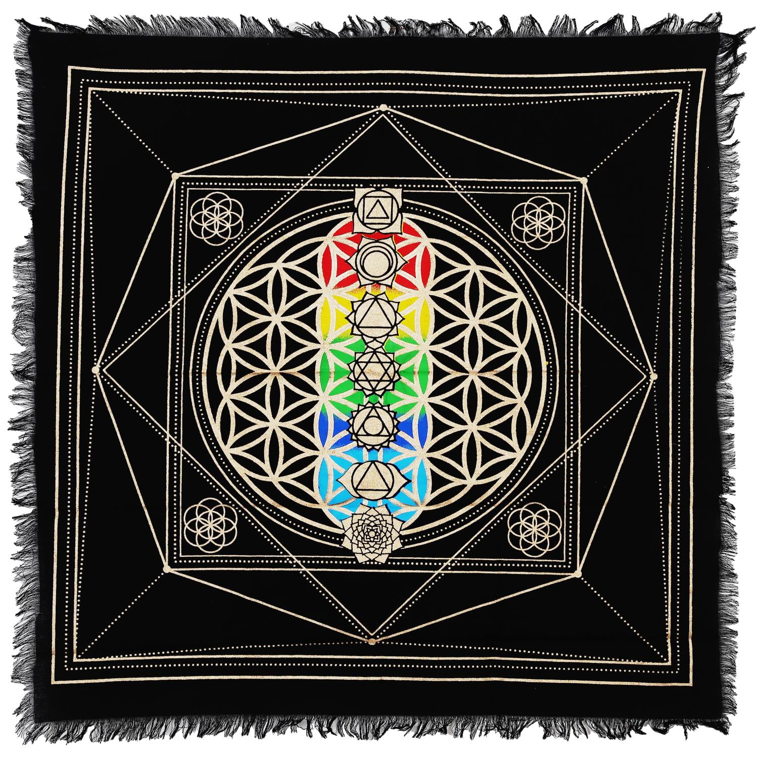 Indian Consigners Alter Cloth Hexagonal Altar Cloth Cotton 7 Chakra ...