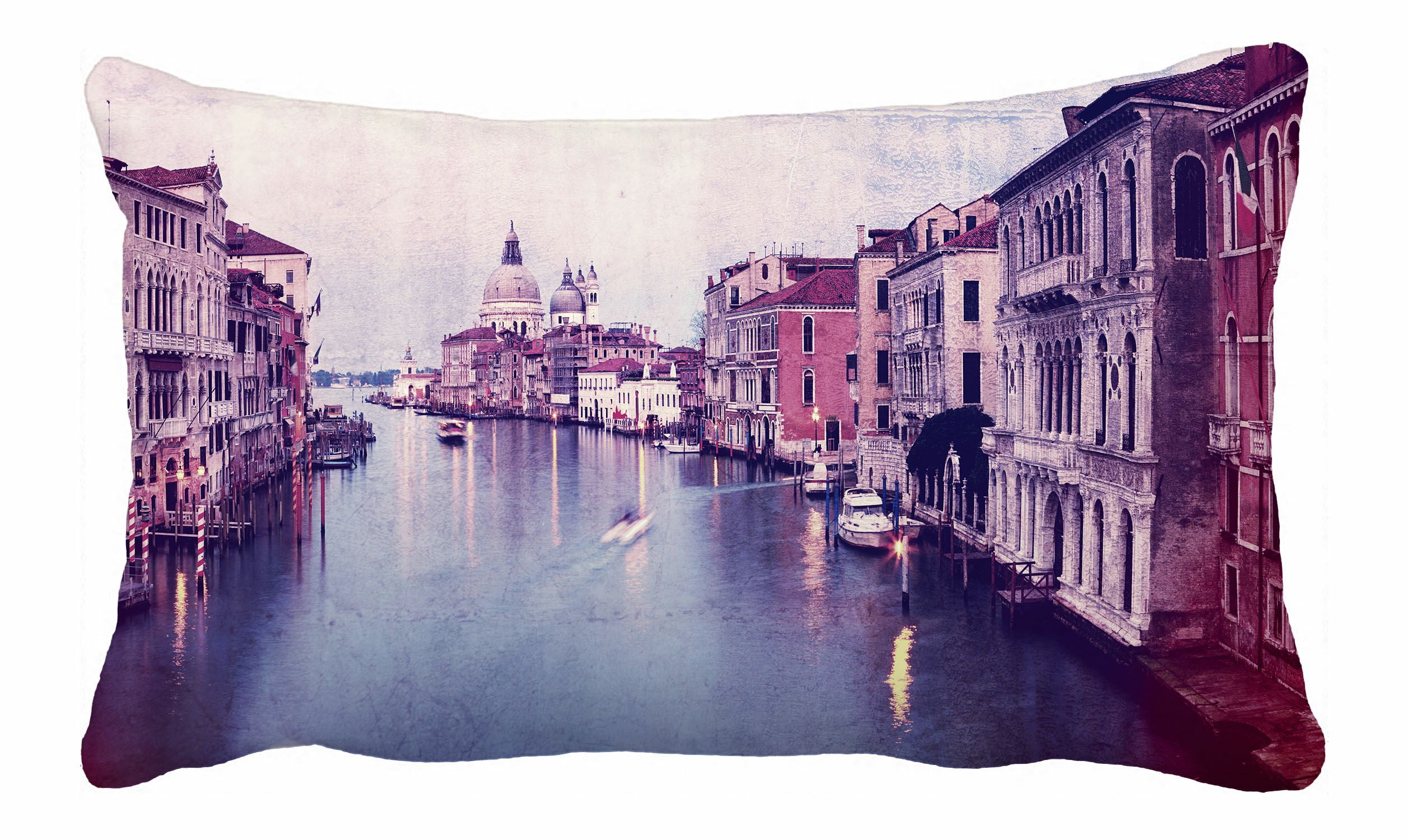 PHFZK City Pillow Case, Retro Style Grand Canal at Sunset Italy Venice ...
