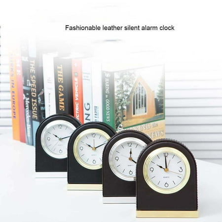 Leather Alarm Clock Vintage Style Mute Alarms Hotel Desktop Bell with ...