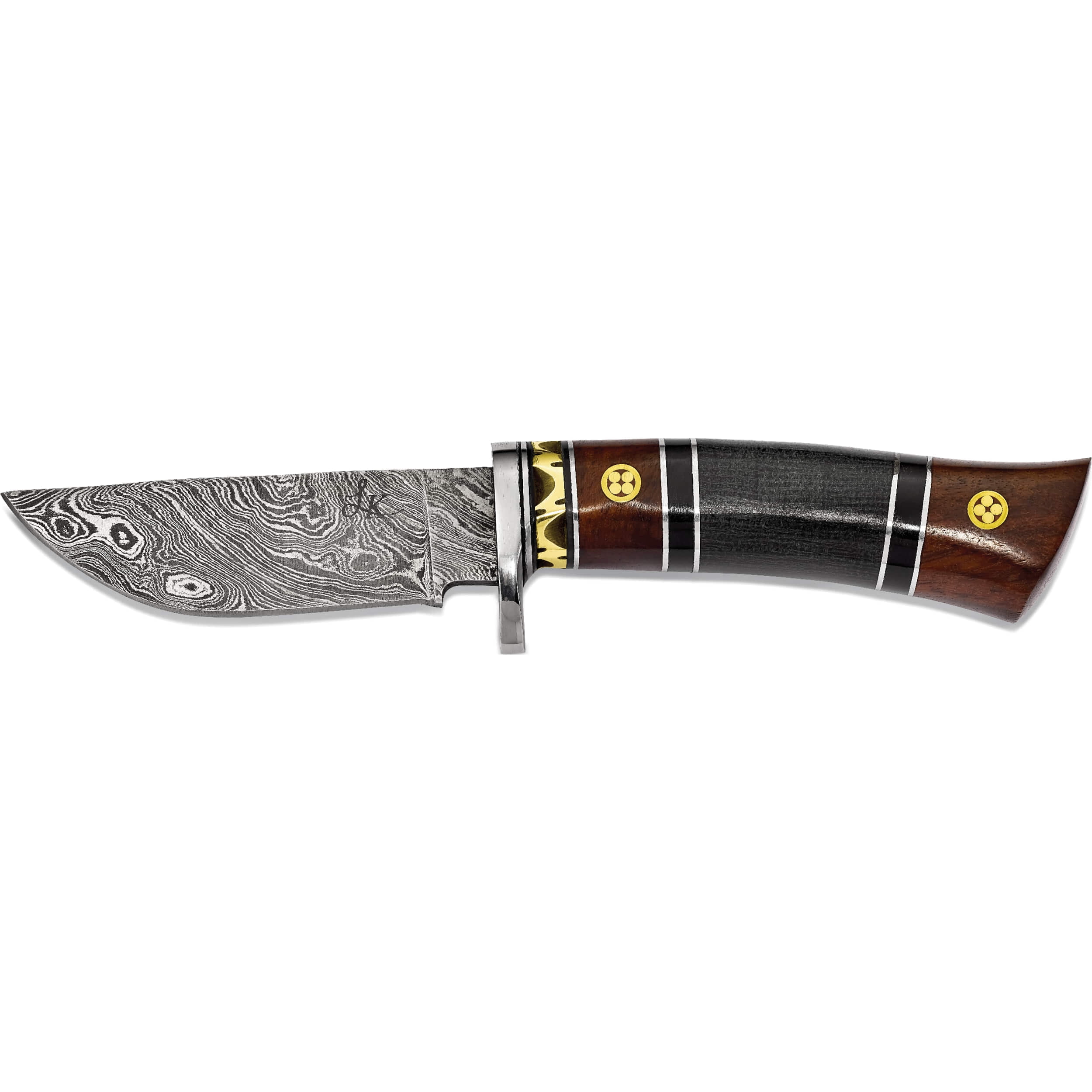 Fashion Damascus Steel 256 Layer Fixed Blade Tali Wood/Buffalo Horn ...