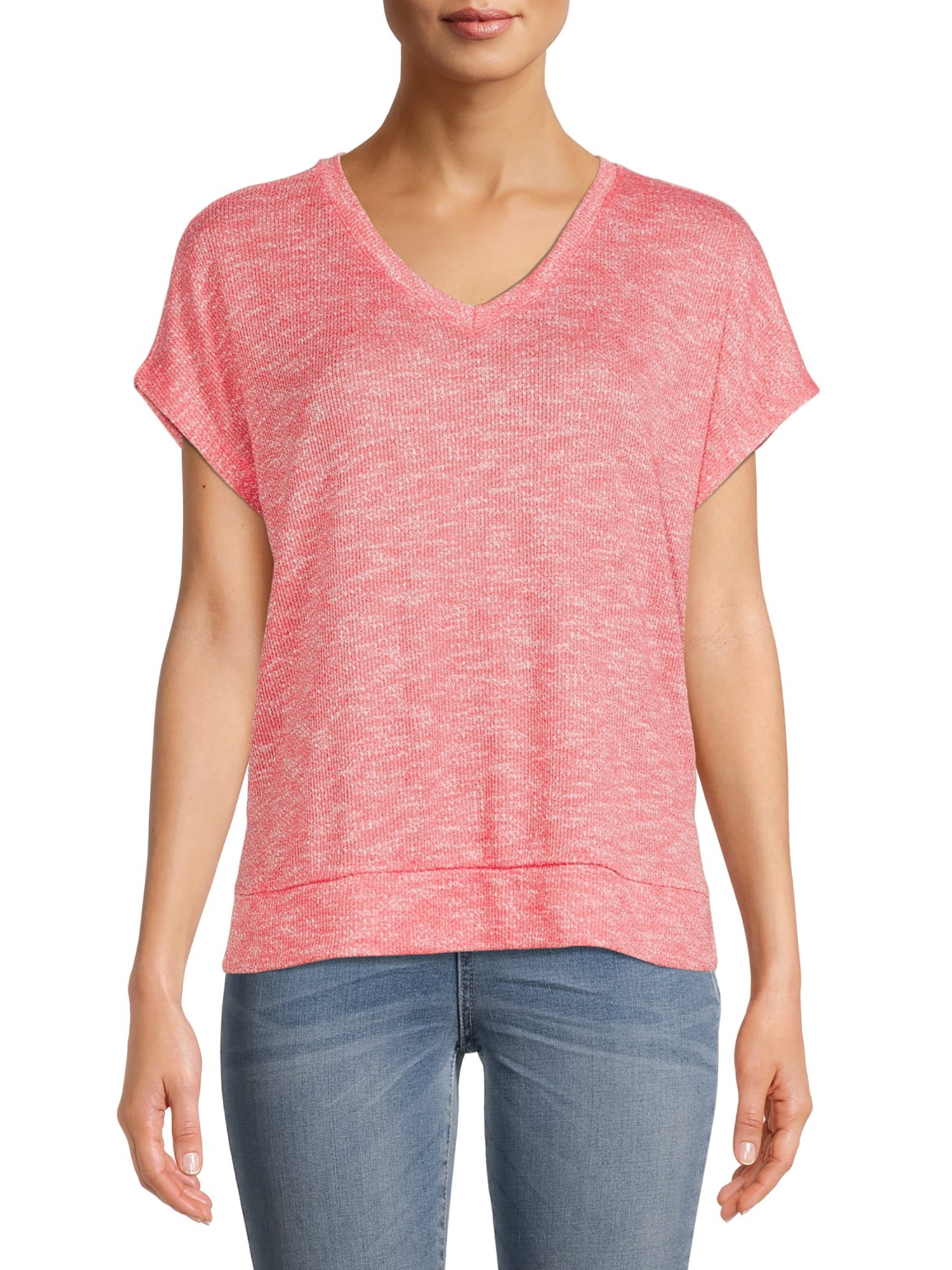 Time and Tru Women's Short Sleeve Textured Top - Walmart.com