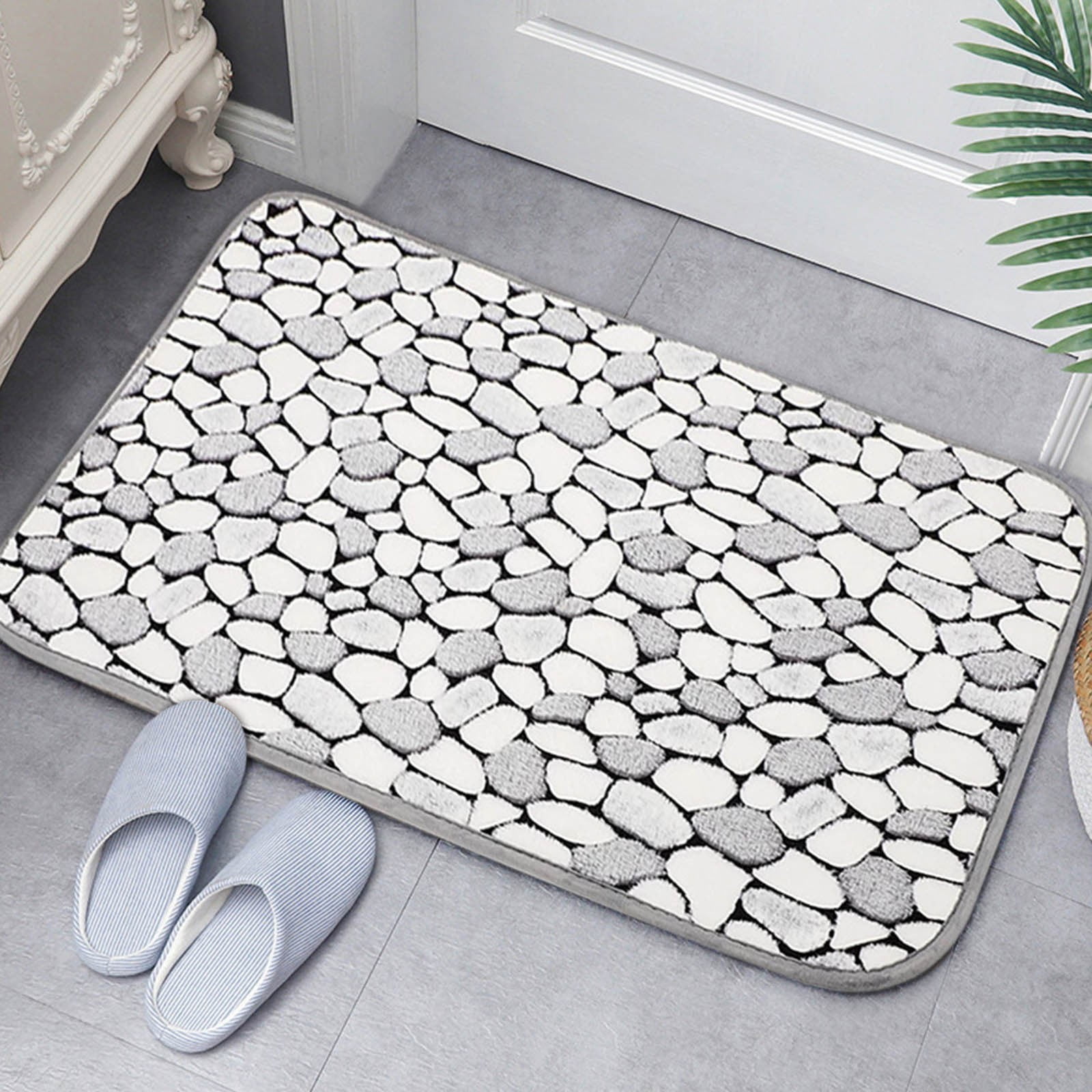 BeforeyaynThick Striped Memory Foam Bath Rugs, Soft Absorbent Velvet ...