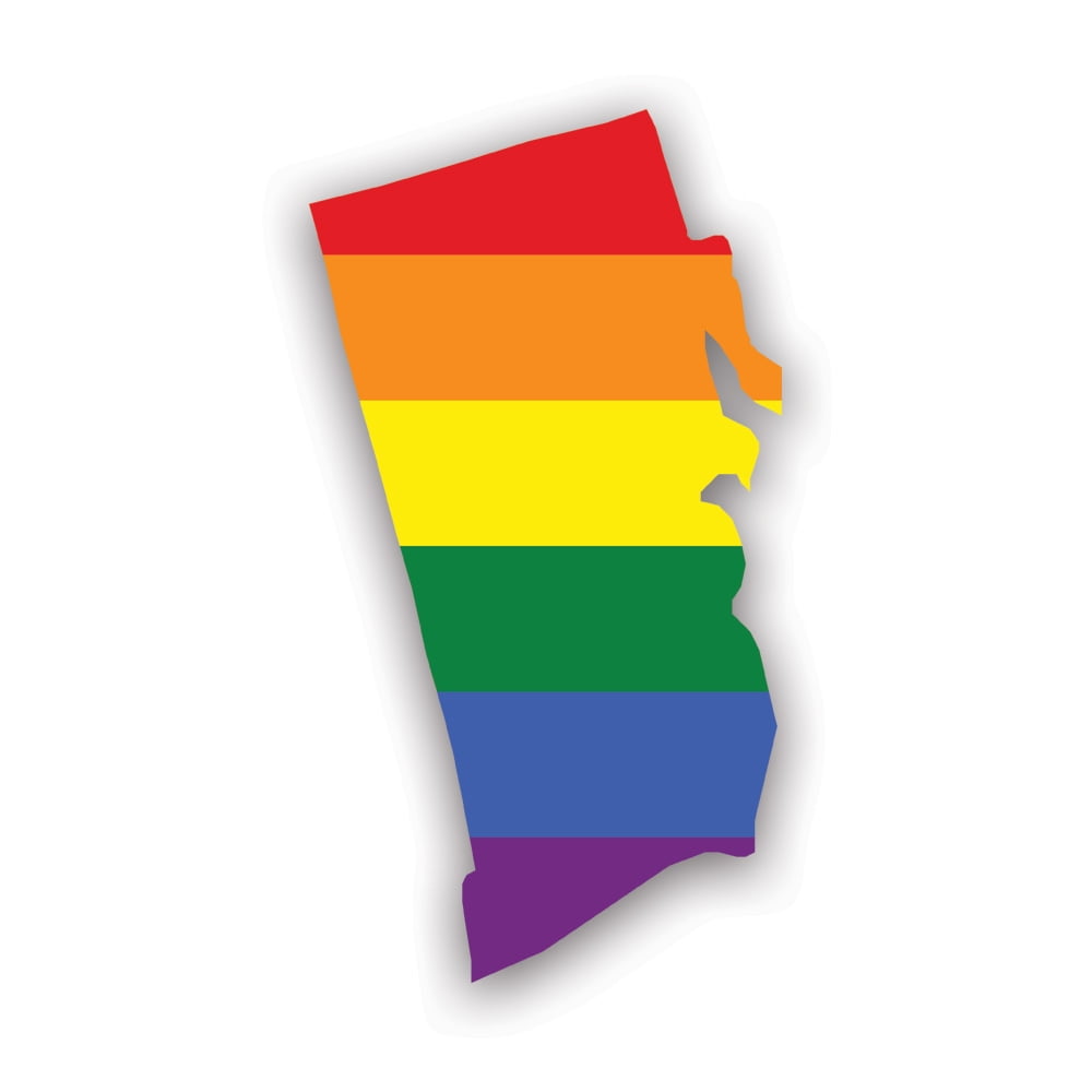 Rhode Island State Shaped Gay Pride Rainbow Flag Sticker Decal Self