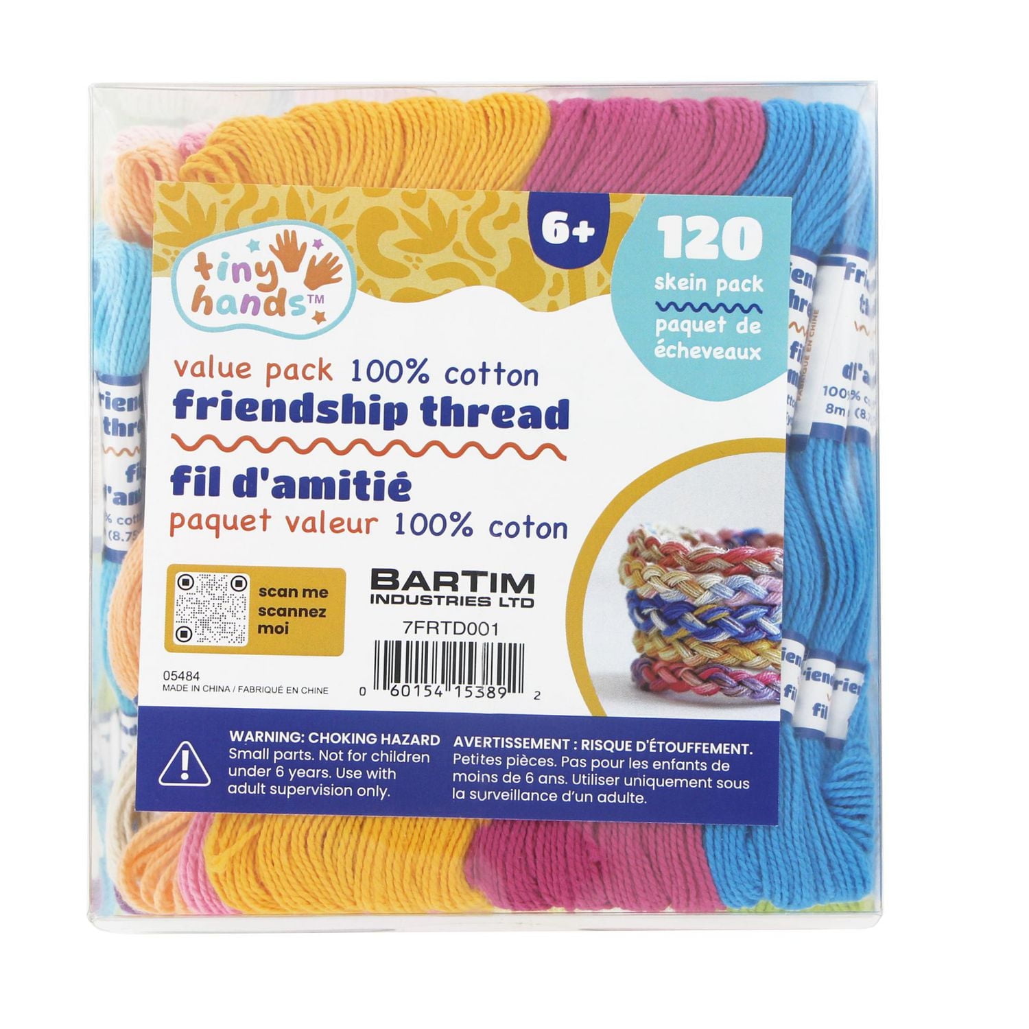 TINY HANDS Friendship Thread, Value Pack, 100% Cotton, 120 pack, Age 6 ...