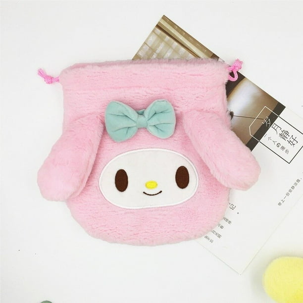 Sanrio Cute Soft Drawstring Pocket Coin Purse Plushie Cartoon Stuffed ...