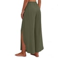 Lenpel Wide Leg Palazzo Pants for Women Fashion Front Split Wrap Flowy ...
