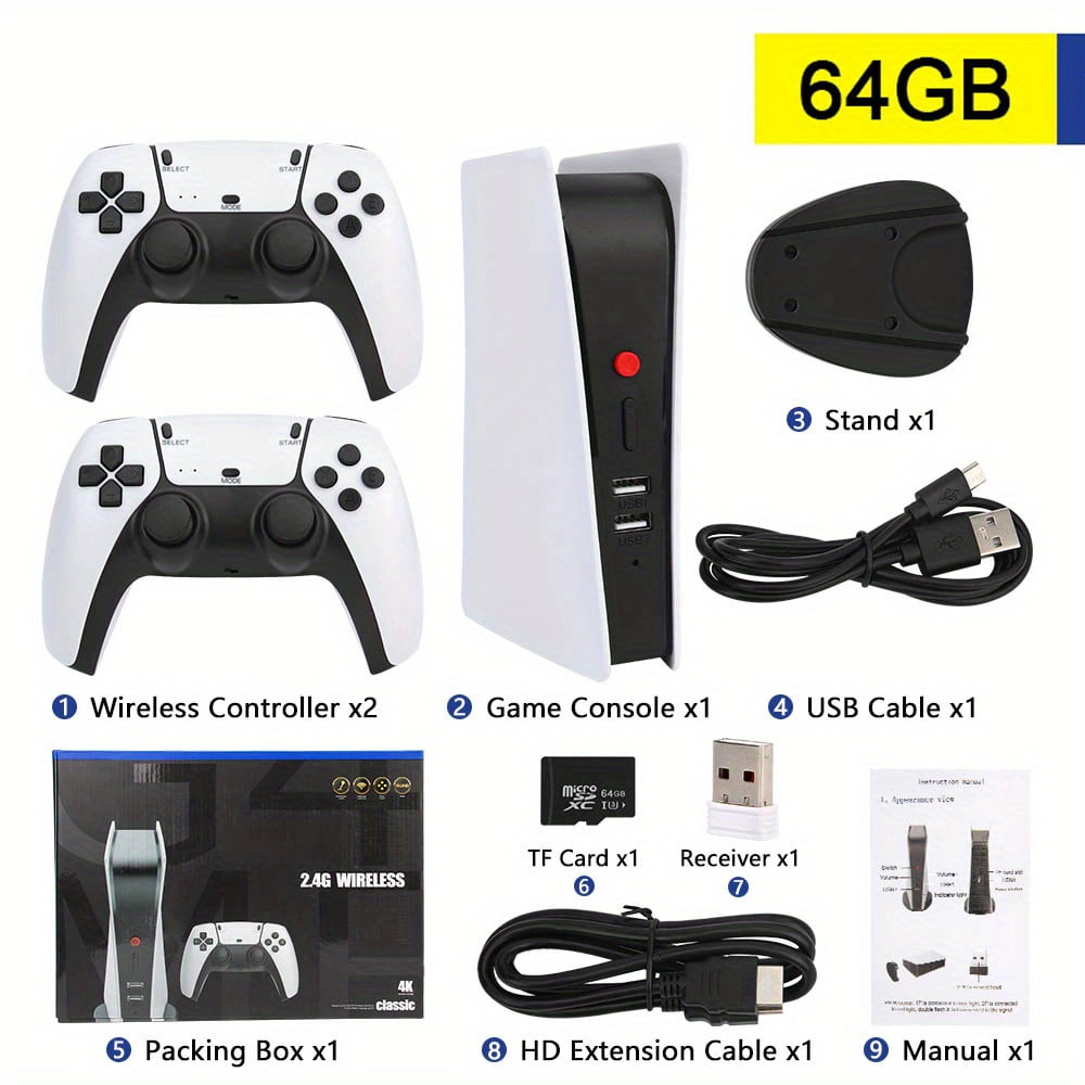 Home Game Console M5 HD 4K Console TV Double, 2.4G Wireless Rocker 9 ...