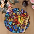 Blue Red Yellow Round Placemats Set of 2, Braided Polypropylene Place ...