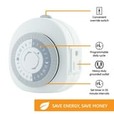 GE 24-Hour Heavy Duty Indoor Plug-In Mechanical Timer, 1 Grounded ...