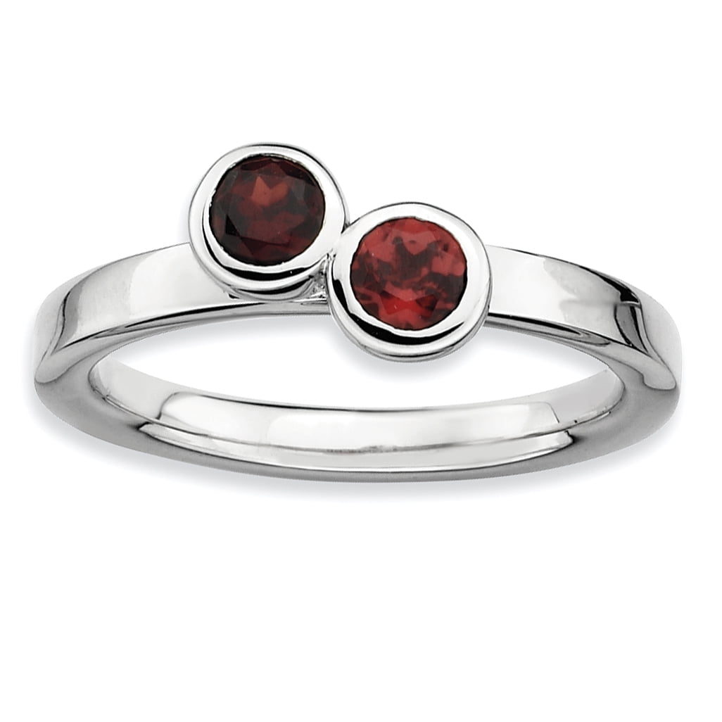 Sterling Silver Dbl Round Garnet Ring - Walmart.com