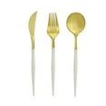 Efavormart 24 Pack | 8" Gold Heavy Duty Plastic Cutlery Set | Ivory ...