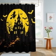 Bathroom Shower Curtain Halloween Scary Castle Bat Witch Waterproof ...