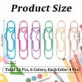 24Pcs 6 Colors Iron Paper Clips Bookmark Marking Clips Oval with Heart ...