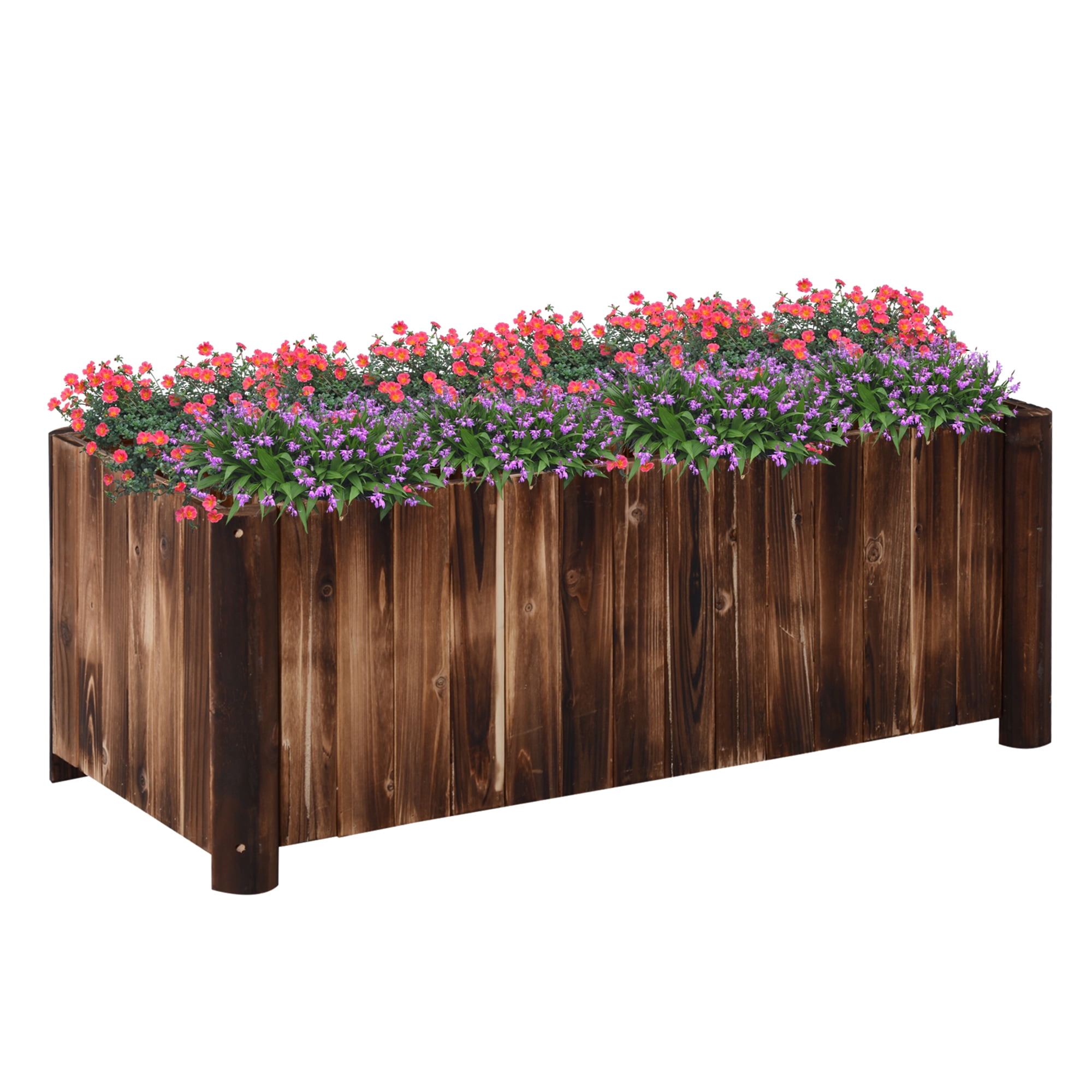 Outsunny Wooden Garden Flower Bed Succulent Planter Vegetable Box Plant ...