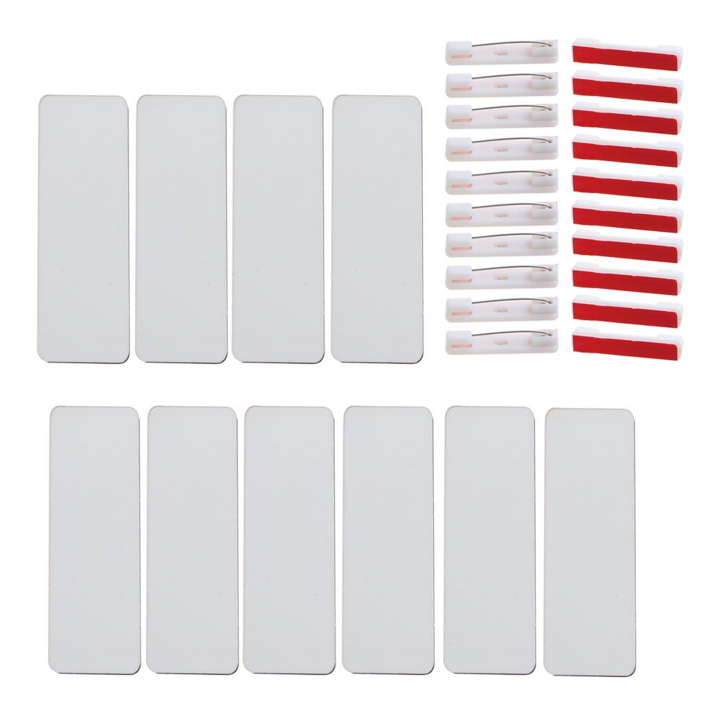 10 Pieces Sublimation Blank Name Tag Sublimation White Badges Pin DIY ...