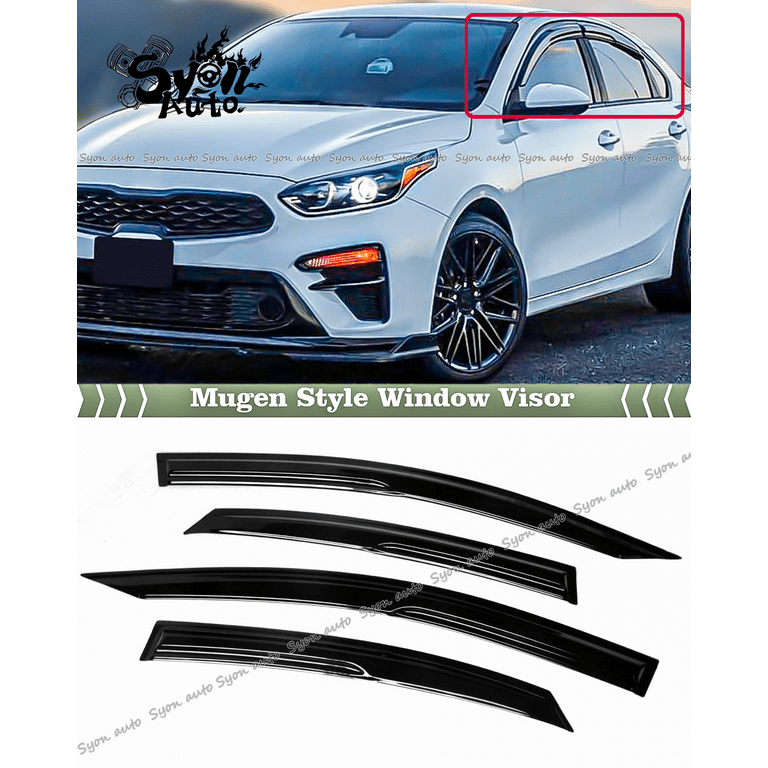 Fits 2019 2021 KIA Forte Sedan 3D Mugen Style Window Visor Rain Guard Deflector