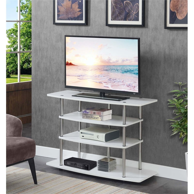 Pemberly Row No-Tools Wide 42" TV Stand in White - Walmart.com