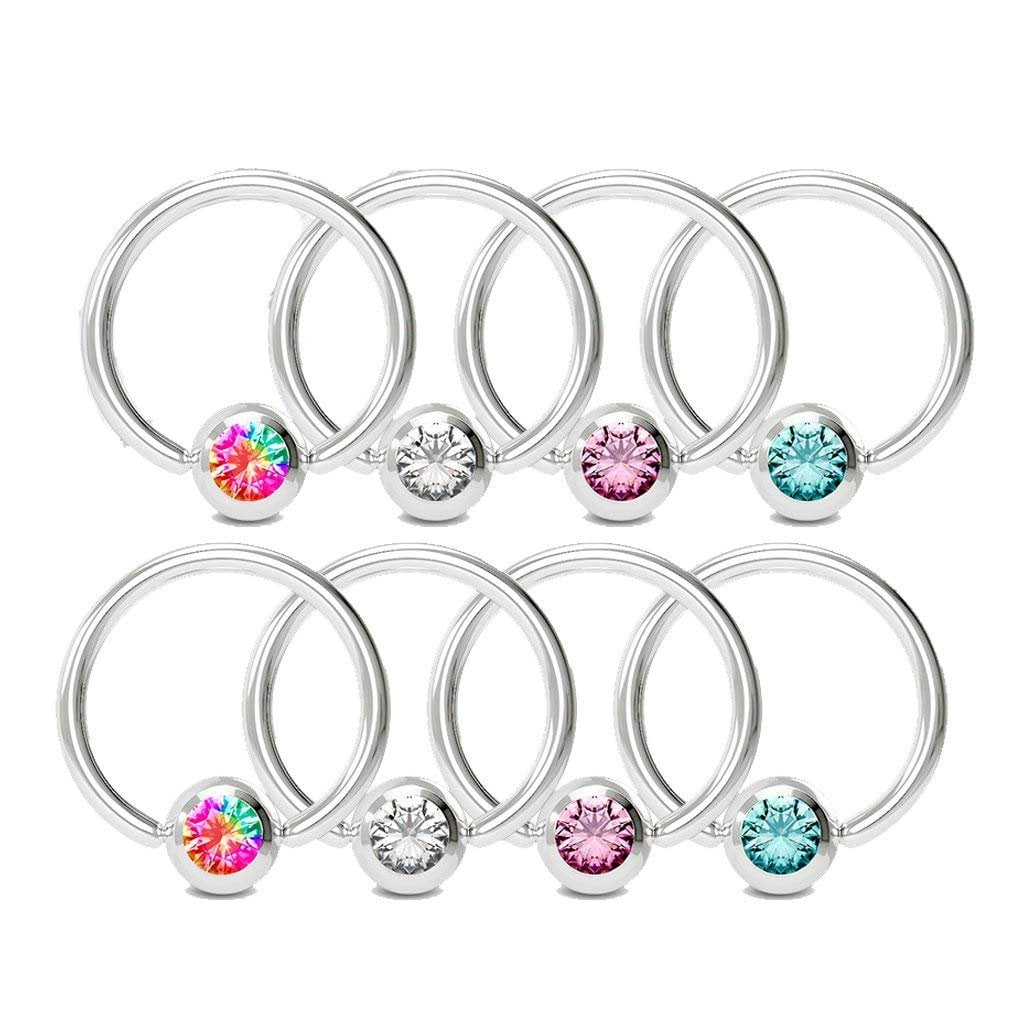 MoBody 8PCS Captive Bead Ring Set 16G Annealed 316L Surgical Steel Nose ...