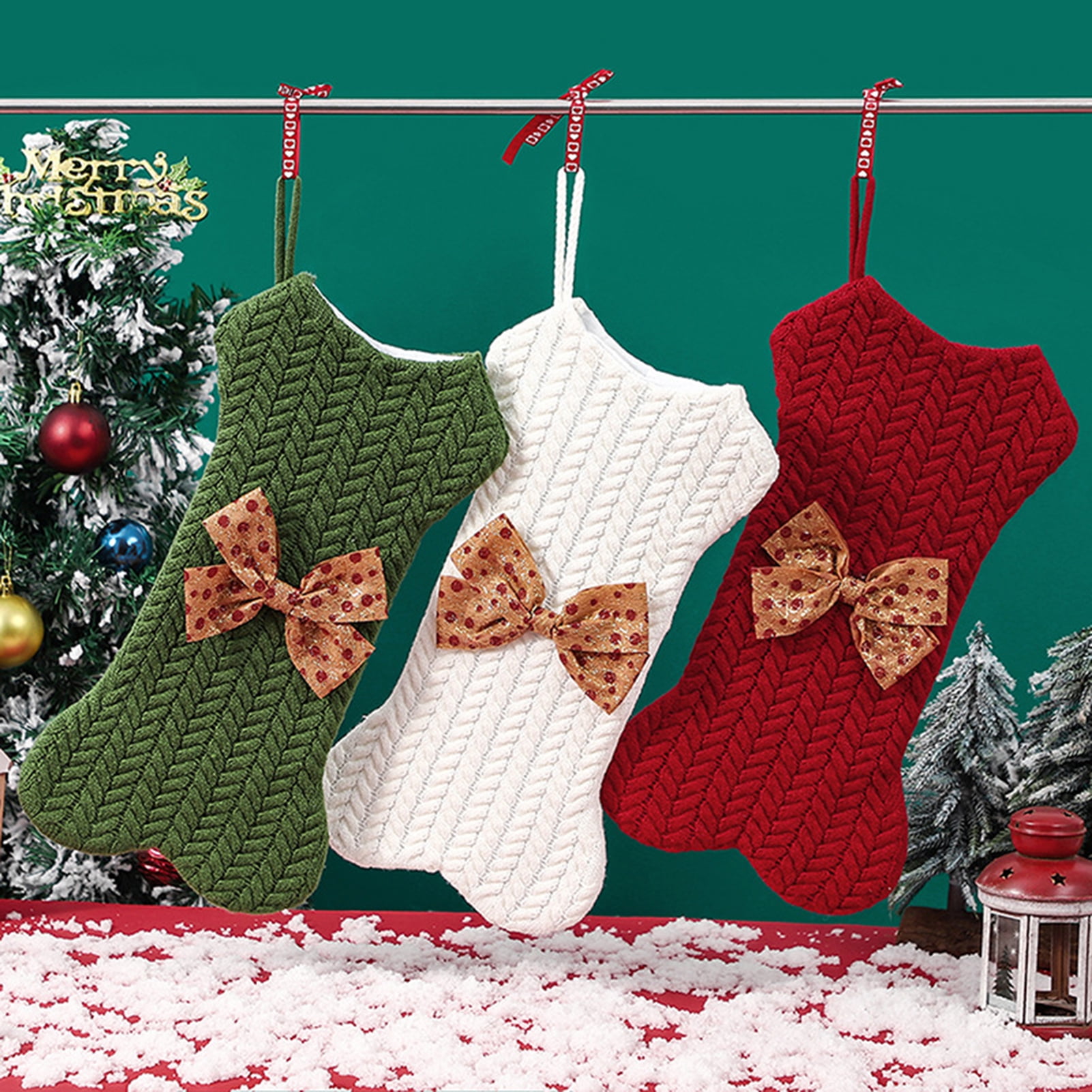Happy Date Pet Dog Christmas Stockings, Knit Christmas Stockings Large ...