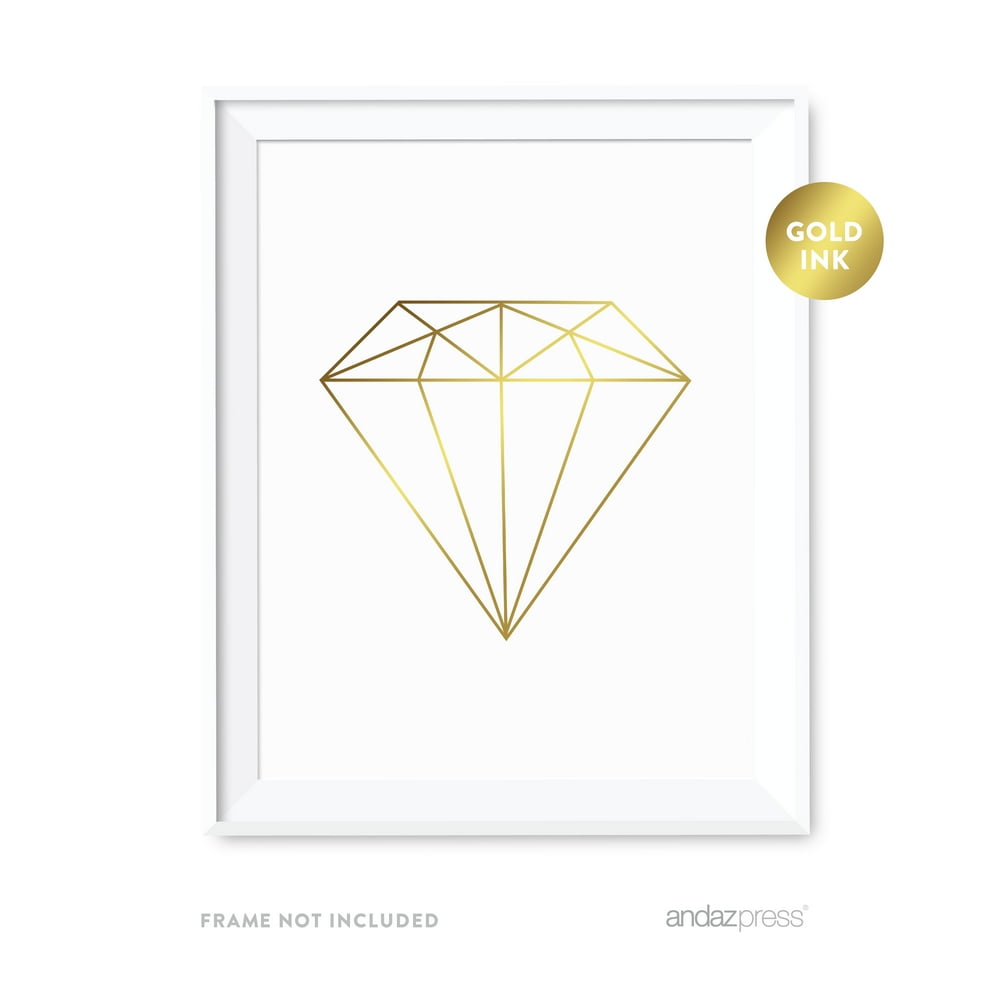 Diamond Geometric Shapes Origami Wall Art Metallic Gold Ink Print ...