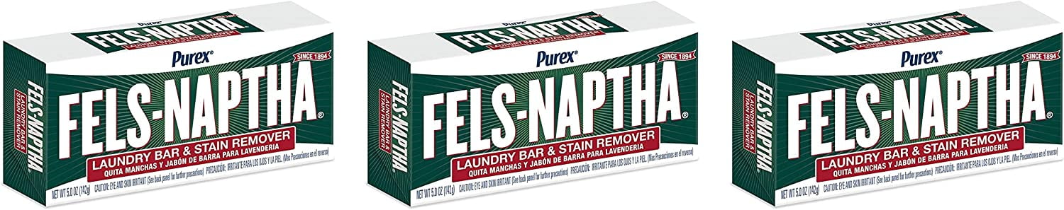 Fels Naptha Laundry Soap Bar & Stain Remover, 5.0 Oz per bar - Pack of ...