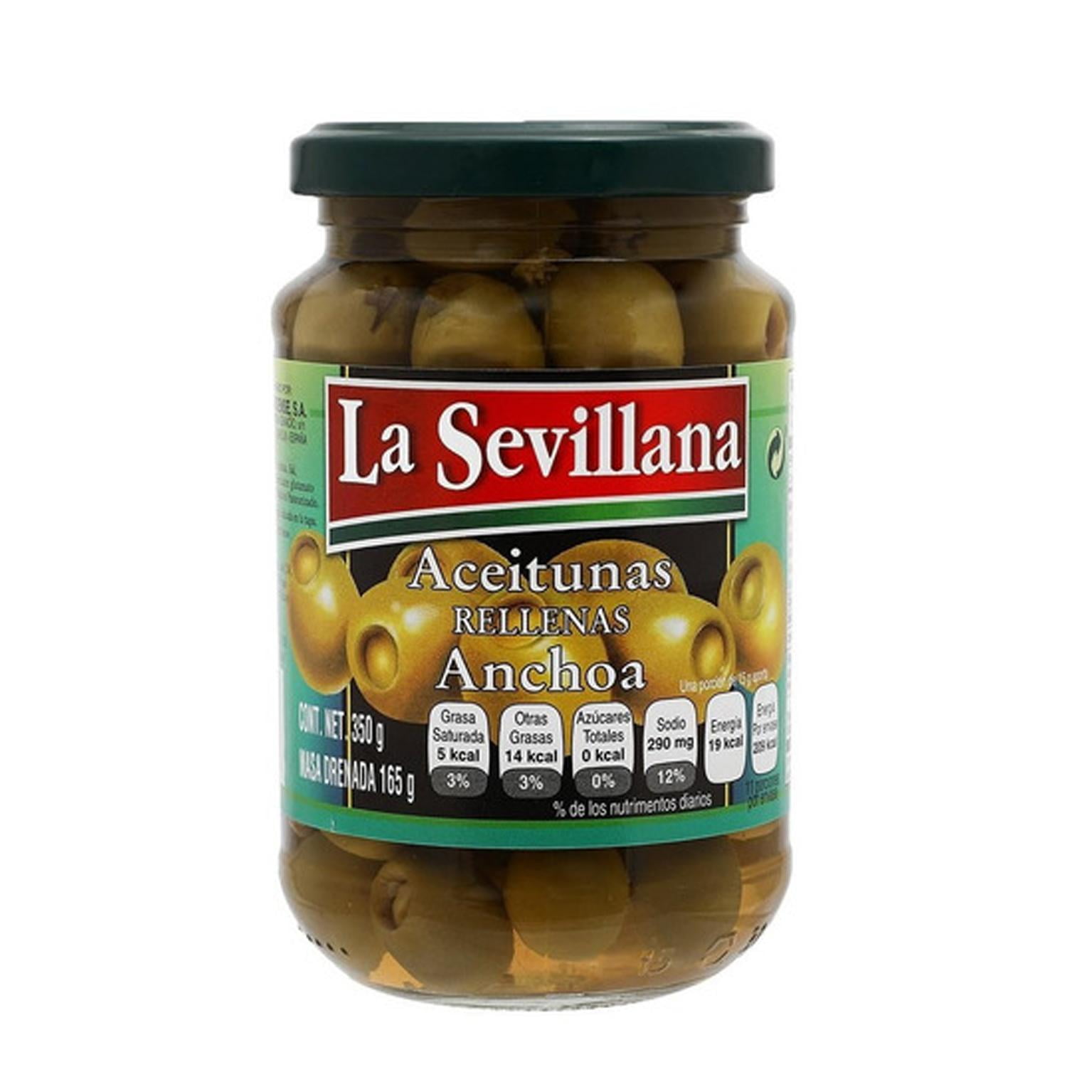 Aceitunas Sevillana Rellenas de Anchoas 350 gr Sevillana | Bodega ...