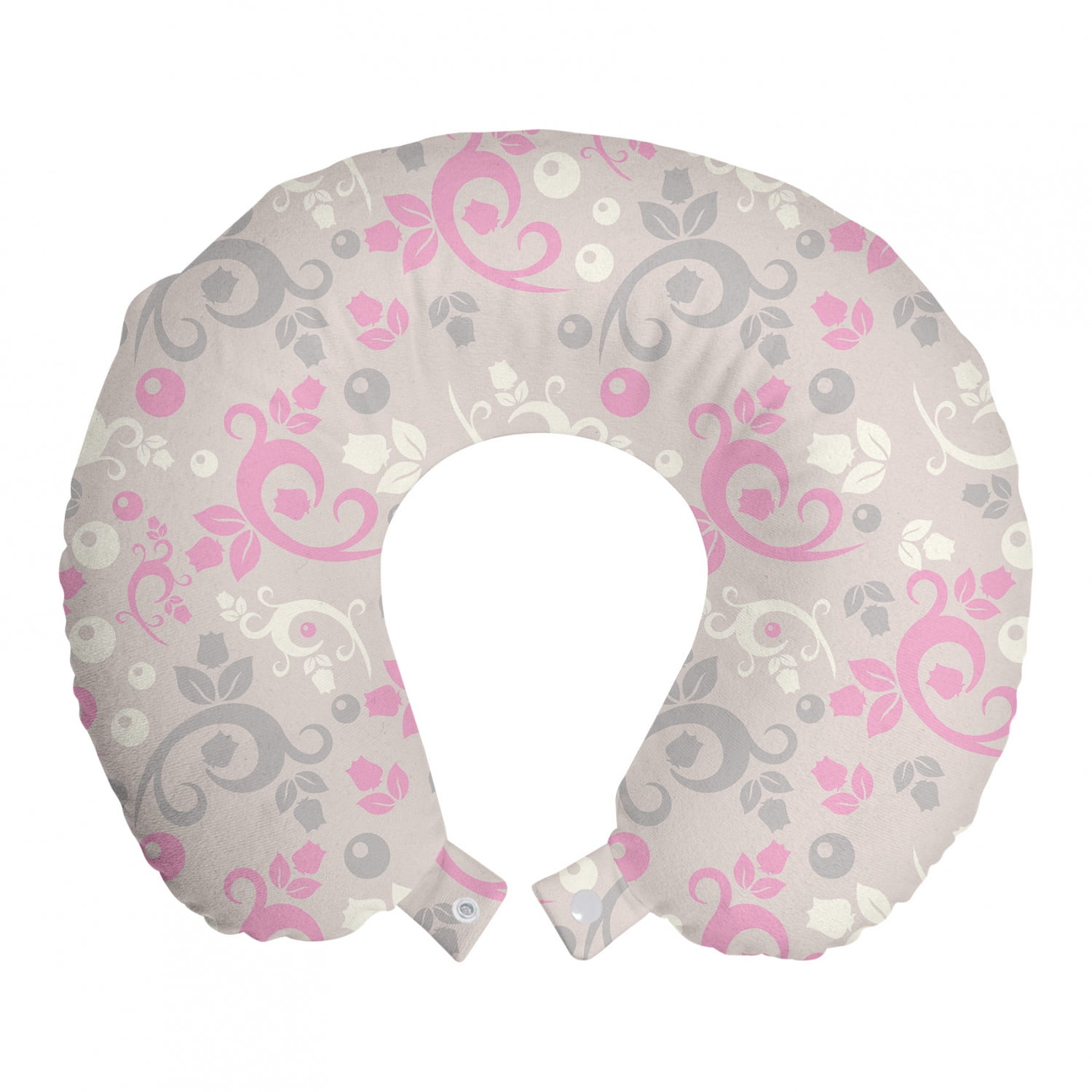 Abstract Travel Pillow Neck Rest, Curvy Twigs with Blossom Flowers in ...