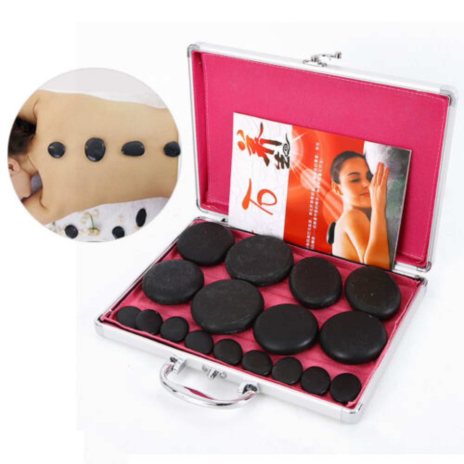 Hot Massage Stone Set Warmer Rock Kit Natural Basalt Rocks W Heating Box 16 Pcs