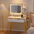 31.5" LED Vanity Desk with Mirror, 2 Drawers, 3-Color Lighting & Power ...