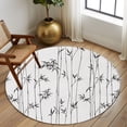 Black Bamboos 6FT Round Area Rugs for Living Room Minimalist Bamboos ...
