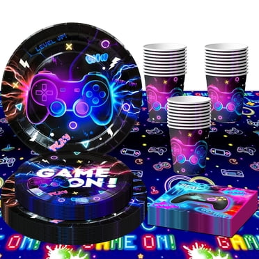 InBoxxarty Video Game Party Supplies, 128pcs Gamer Birthday Tableware ...