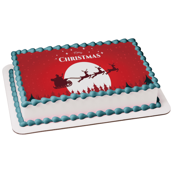 Merry Christmas Santa Claus and Reindeer Edible Cake Topper Image ...