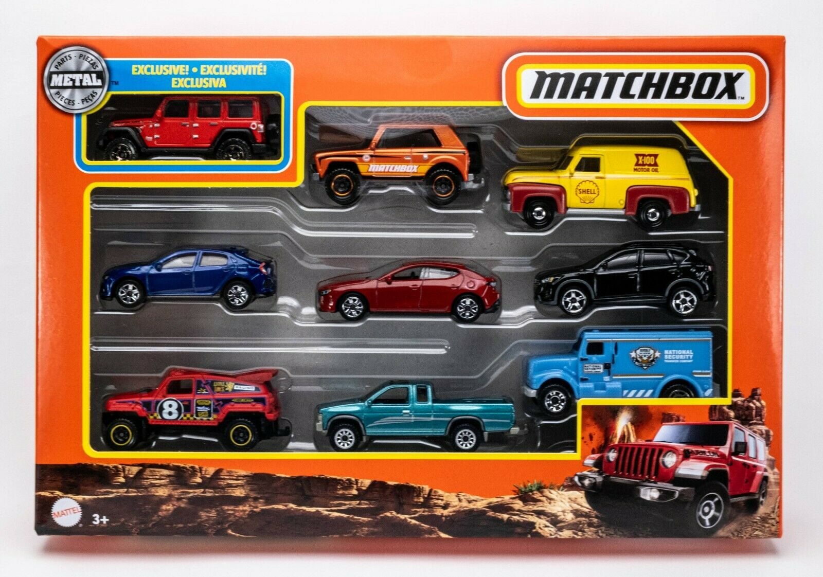 Matchbox 9-Pack Gift Set with Exclusive Jeep Wrangler JL JLU Red ...