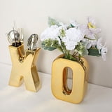 BalsaCircle 6" Gold X Metallic Letters Symbols Ceramic Flower Vase ...