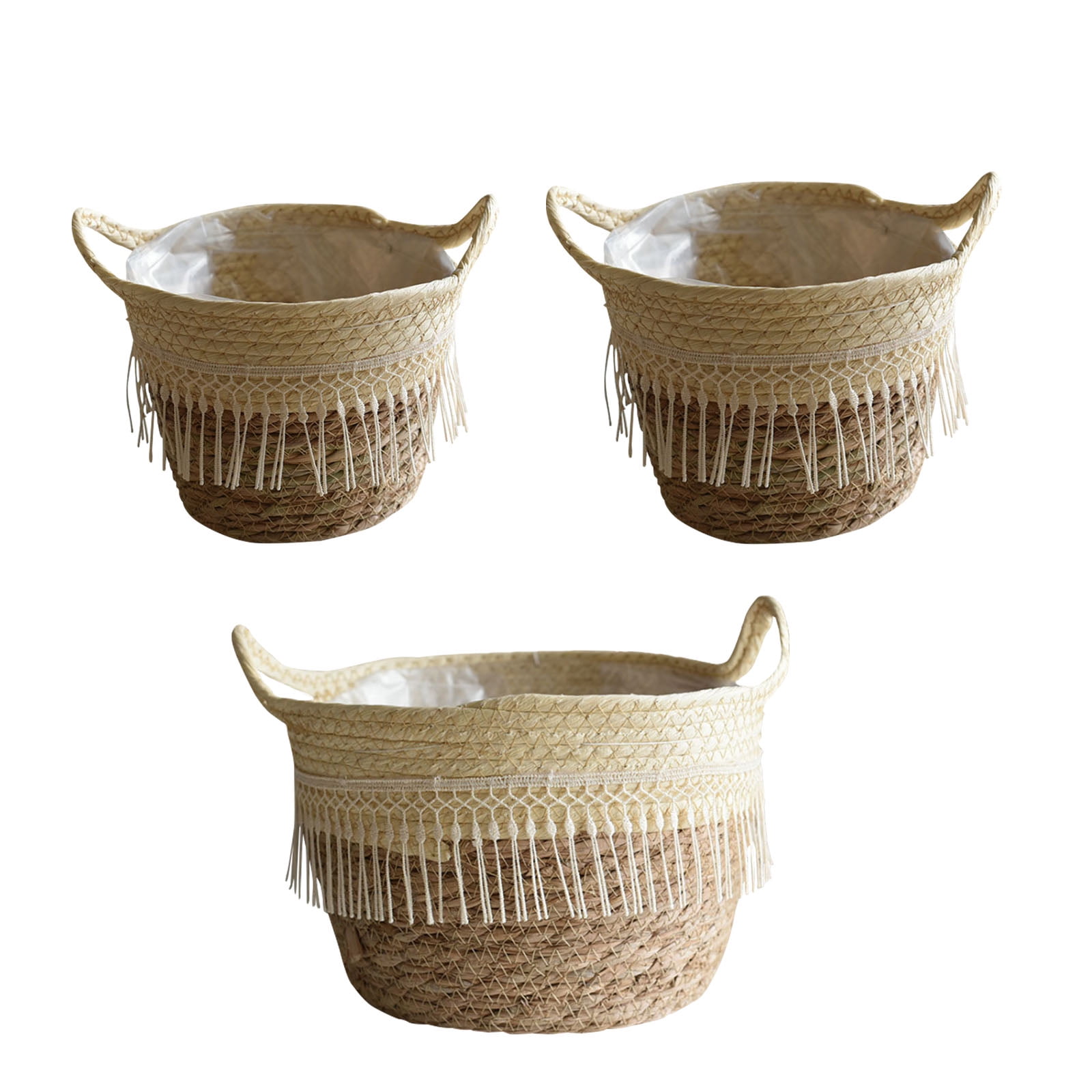 Buy Garden Decor Outdoor Planters Storage Basket 1Pc Rattan Round Shape Handmade Woven Design ...