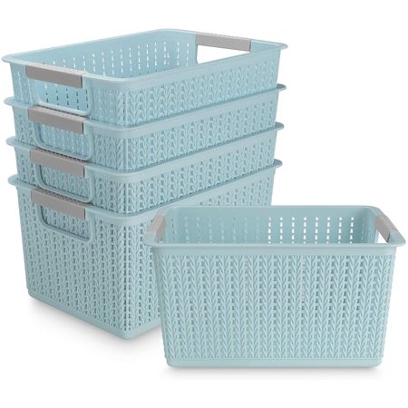 5 Pack Plastic Storage Basket, White Plastic Bin, 10.5x7.5 Inch Storage ...