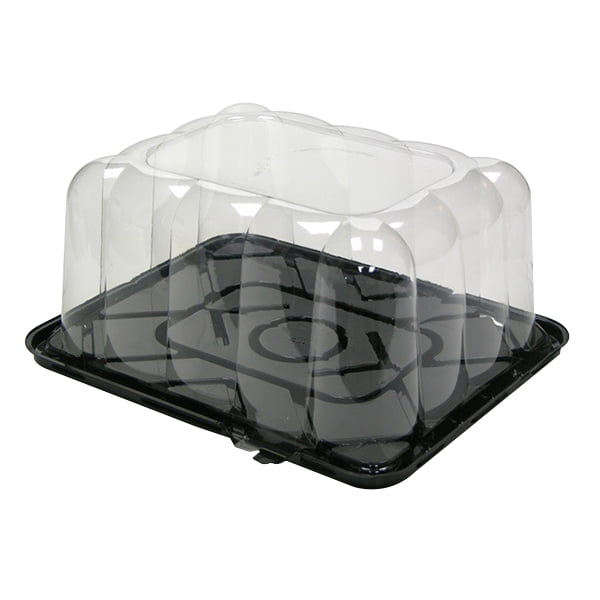 Pactiv APET Plastic Premium 1/8 Sheet Rectangle Cake Container Black ...