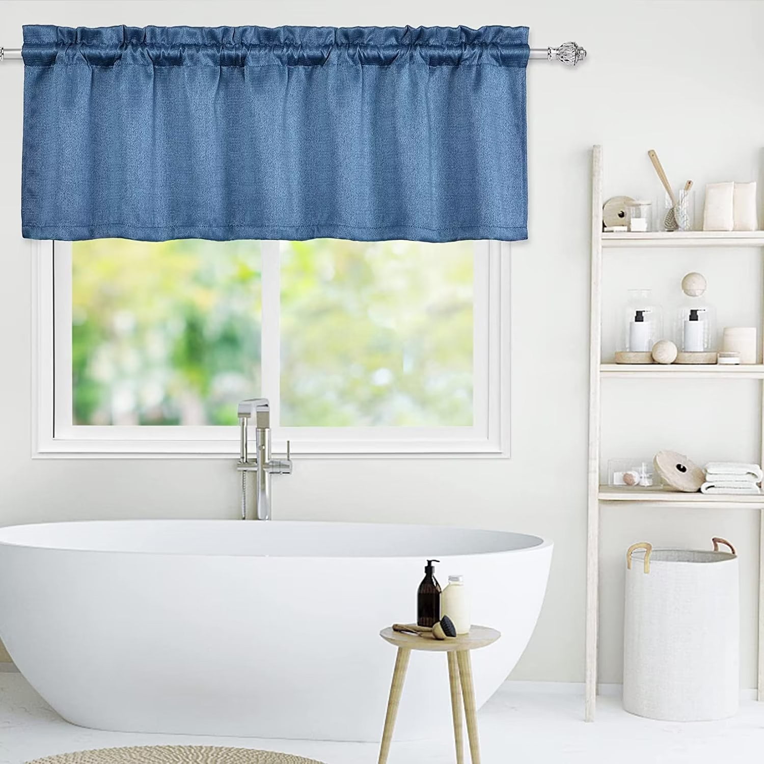 Haperlare Navy Blue Blackout Valance Room Darkening Curtain Valance ...