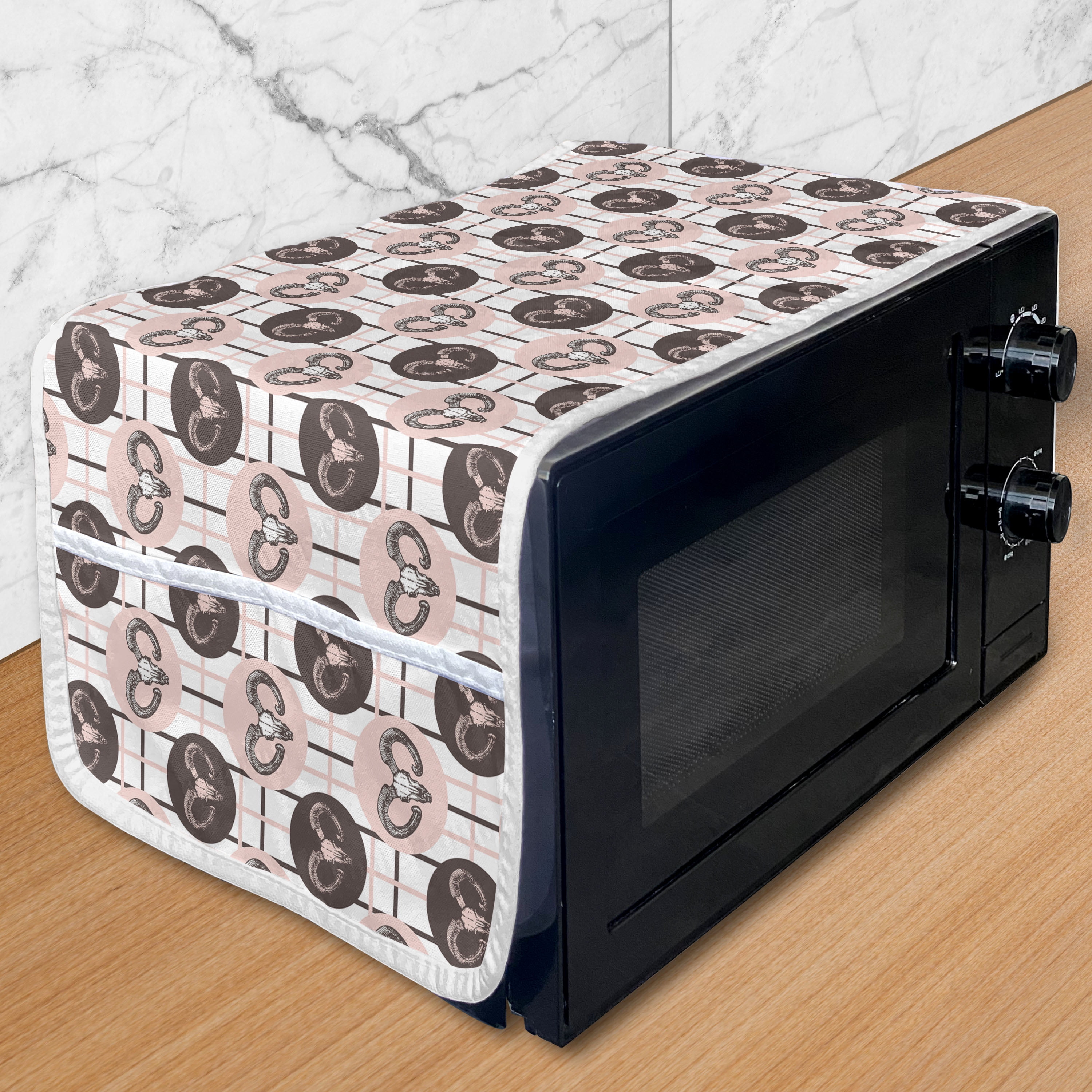Goat Microwave Oven Cover, Composition of Animal Faces in Circles on a ...