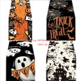 Cadancy Halloween Table Runner Spooky Ghost Spider Web Bat Skeleton ...