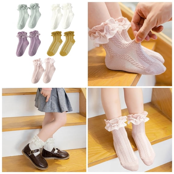 Color Princess Socks Versatile Kids Cotton Socks Fashionable Girls Lace ...