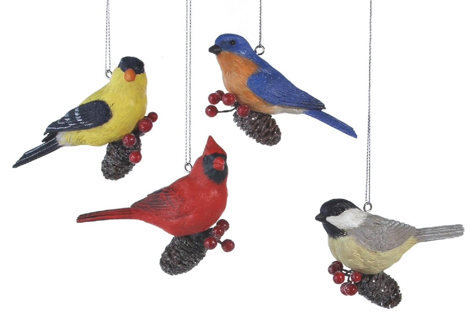 Pinecone Birds Cardinal Finch Blue Bird Chickadee Christmas Ornaments ...