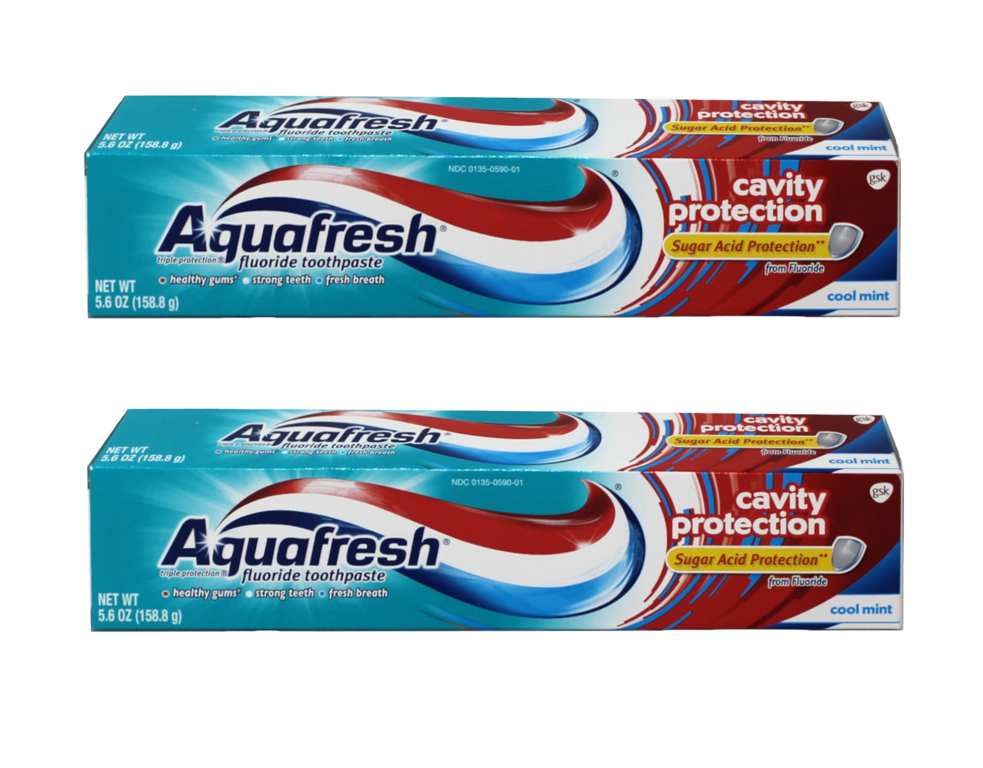 Aquafresh Cavity Protection Fluoride Toothpaste, Cool Mint, 5.6 Oz, 2 ...