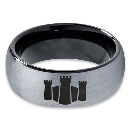 Zealot Jewelry - Tungsten Middle Ages Castle Fortress Band Ring 8mm Men ...