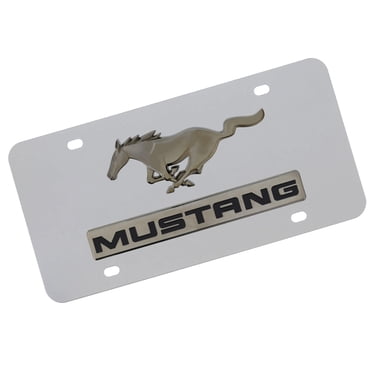 Ford Mustang Logo On Mini License Plate (Black on Chrome) - Walmart.com
