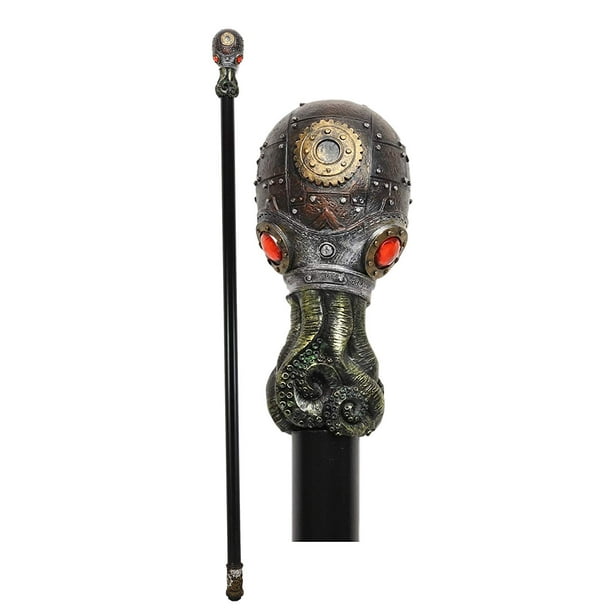 Ebros Steampunk Robotic Kraken Cthulhu Octopus Swagger Stick Cane Staff ...
