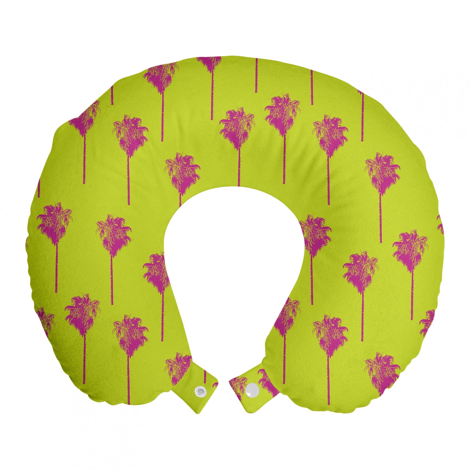 Retro Travel Pillow Neck Rest, Repeating Pattern of Palm Tree ...