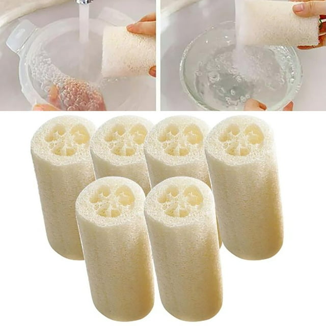 6 Pack Natural Loofah Sponges Luffa Shower Sponge Exfoliating Scrubber ...