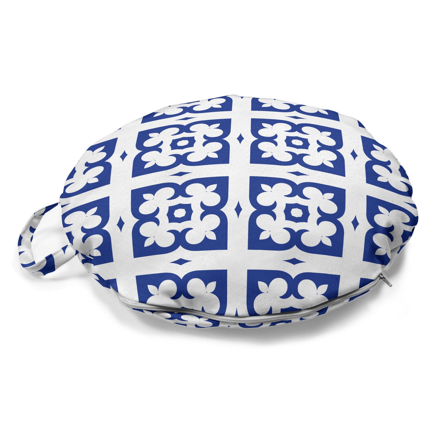Abstract Round Floor Cushion with Handle, Repeating and Art Deco ...